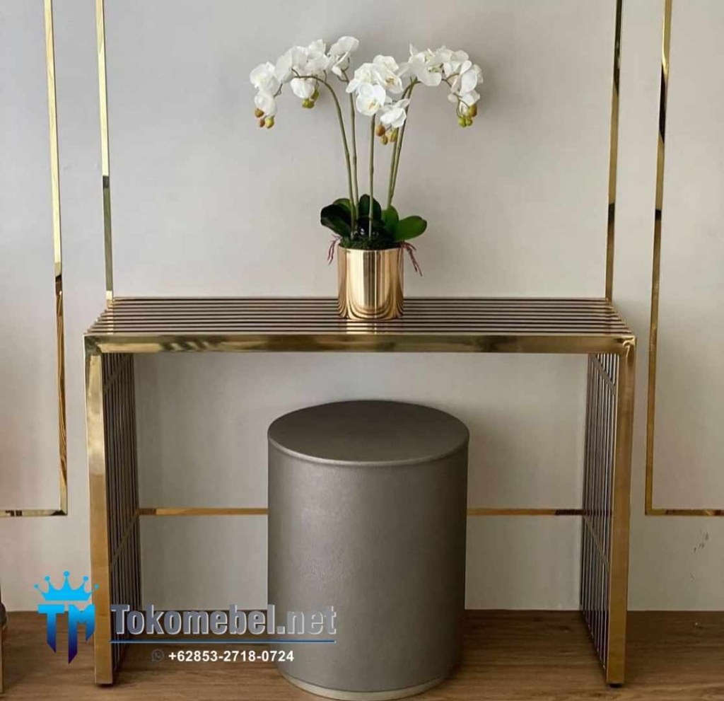 Meja Konsol Stainless Gold Minimalis Terbaru - Toko Mebel